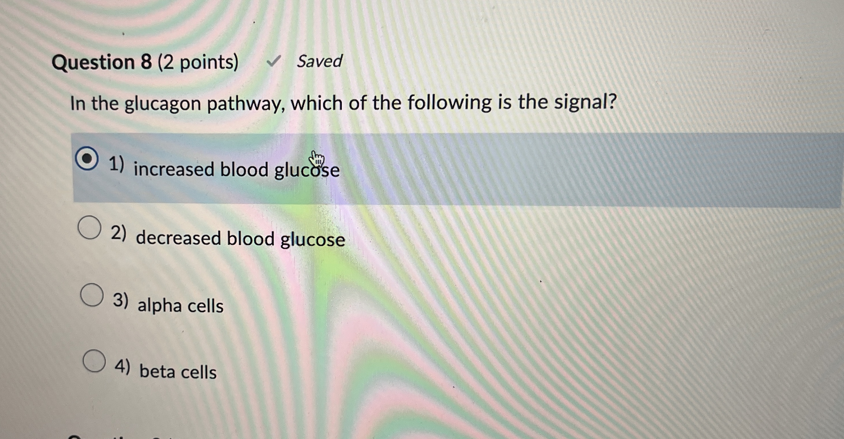 Solved Question 8 (2 points) SavedIn the glucagon | Chegg.com Solved Question 8 (2 points) SavedIn the glucagon | Chegg.com