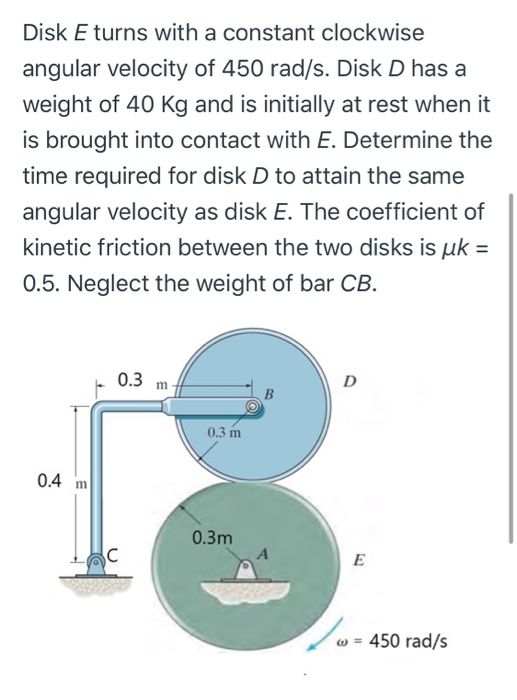 Solved Disk E turns with a constant clockwise angular | Chegg.com