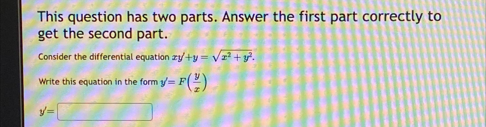 Solved This question has two parts. Answer the first part | Chegg.com