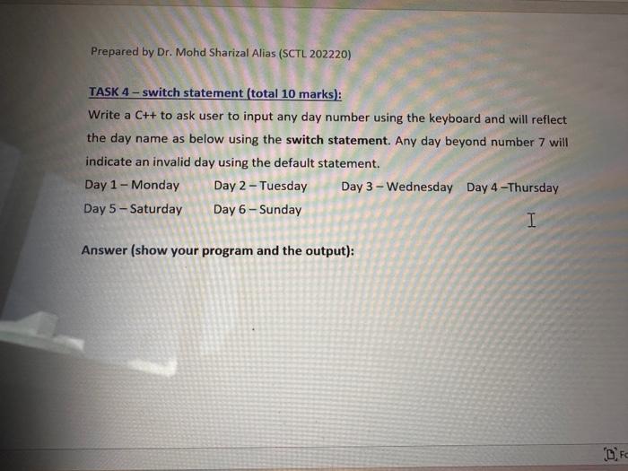 Solved TASK 1 - if statement ( 10 marks): Write a C++program | Chegg.com Solved TASK 1 - if statement ( 10 marks): Write a C++program | Chegg.com
