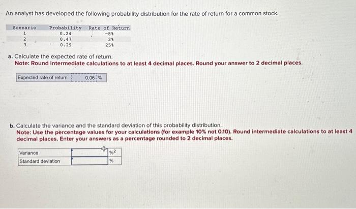 Solved An analyst has developed the following probability | Chegg.com