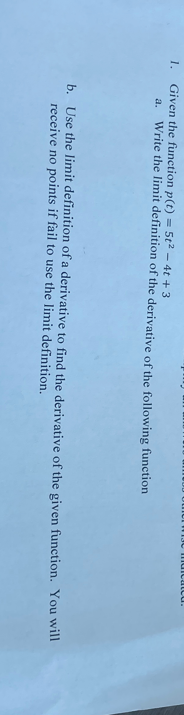 Solved Given the function p(t)=5t2-4t+3a. ﻿Write the limit | Chegg.com
