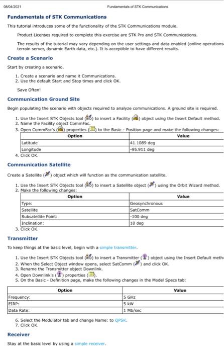 satellites CommunicationsPLZ do this on software STK | Chegg.com