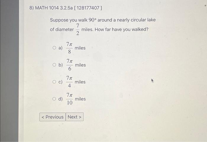 Solved 8) MATH 1014 3.2.5a [128177407] Suppose you walk 90° | Chegg.com