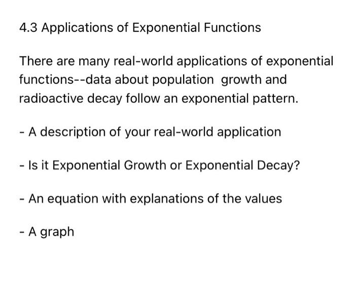 Solved 4.3 Applications of Exponential Functions There are | Chegg.com