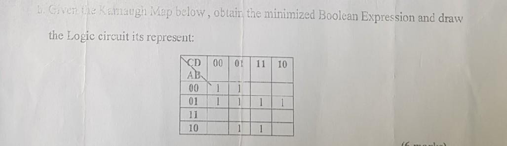 Solved 4. Grven wle Kinnaugh Wap below, obtair the minimized | Chegg.com