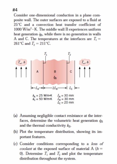 Solved #4 Consider one-dimensional conduction in a plane | Chegg.com