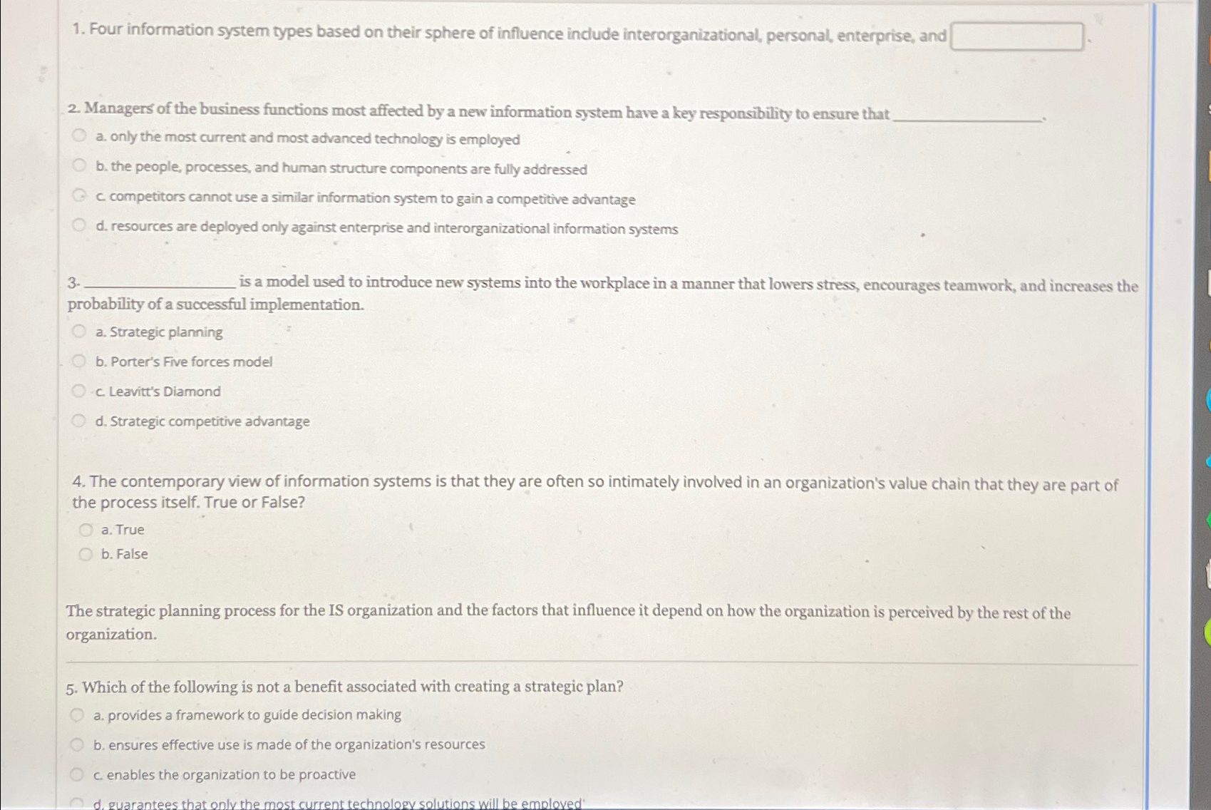 Solved Four information system types based on their sphere | Chegg.com