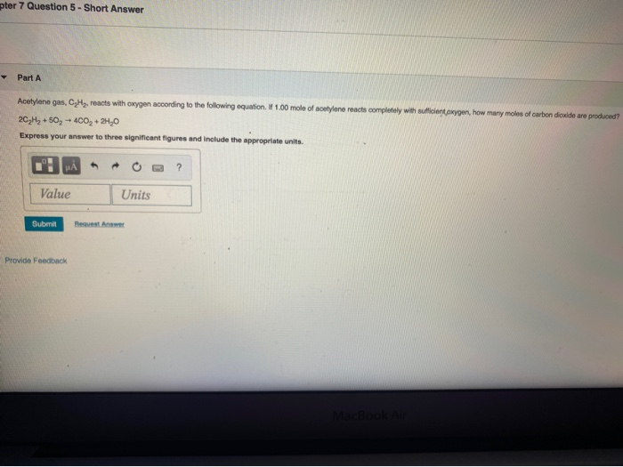 Solved pter 7 Question 5 - Short Answer Part A Acetylene | Chegg.com