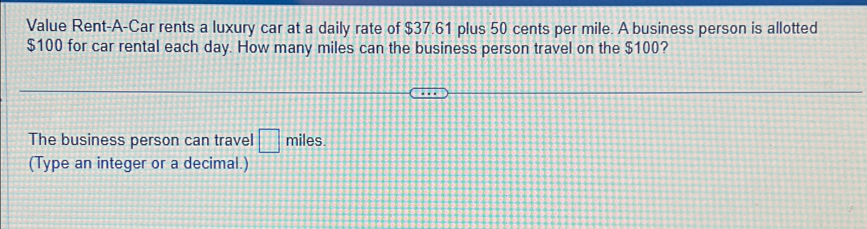 Solved Value Rent-A-Car rents a luxury car at a daily rate | Chegg.com