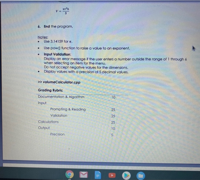 Solved Programming Challenge - Volume Calculator (100 pts) | Chegg.com