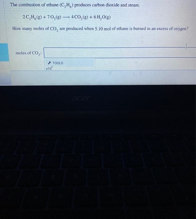 Solved The combustion of ethane (CH) produces carbon dioxide | Chegg.com