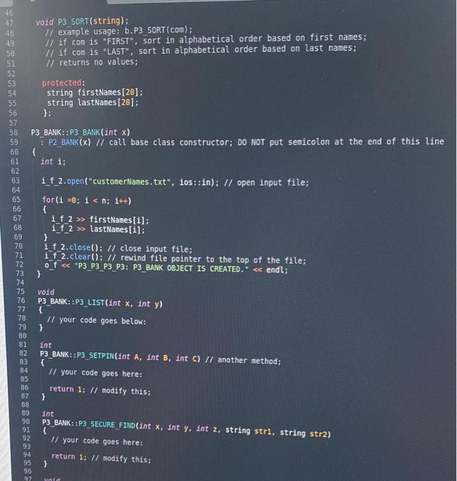 void P3 SORT(string); 1/ example usage: b.P3 SORT | Chegg.com