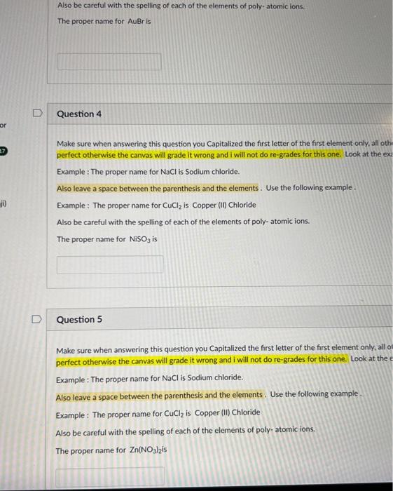 Solved Also be careful with the spelling of each of the | Chegg.com