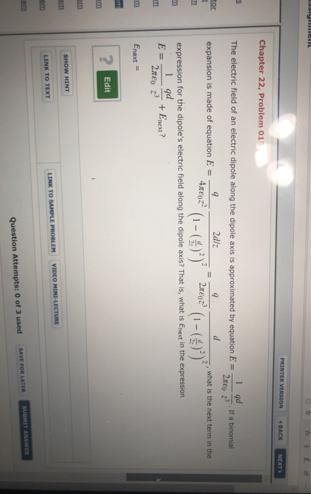 Solved PRINTER VERSION BACK NEXT) Chapter 22, Problem 018 | Chegg.com