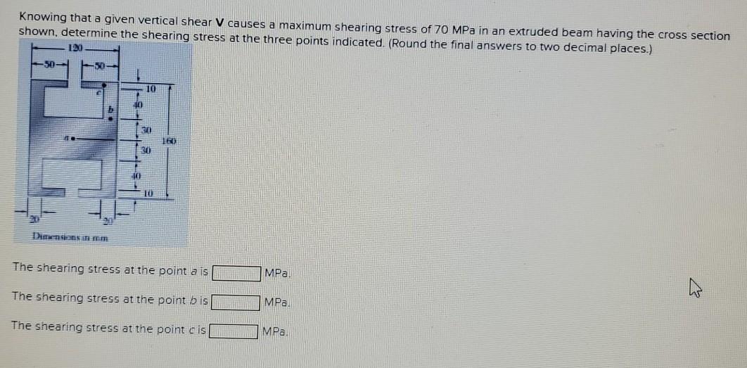 Solved Knowing that a given vertical shear V causes a | Chegg.com