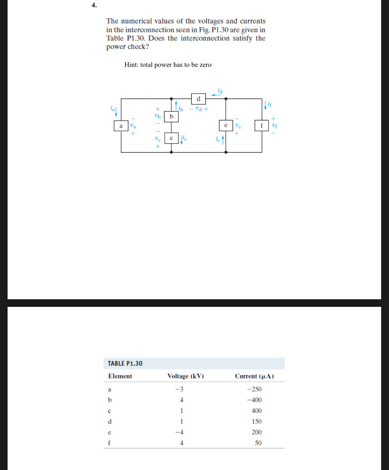 Solved The numerical values of the voltages and currents in | Chegg.com