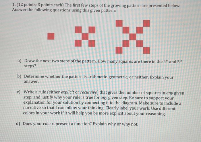 Solved 1. (12 points; 3 points each) The first few steps of | Chegg.com