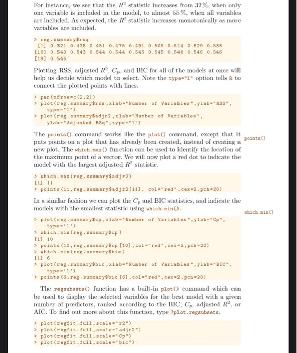 Solved 1. Best subset selection Consider the Hitters data | Chegg.com