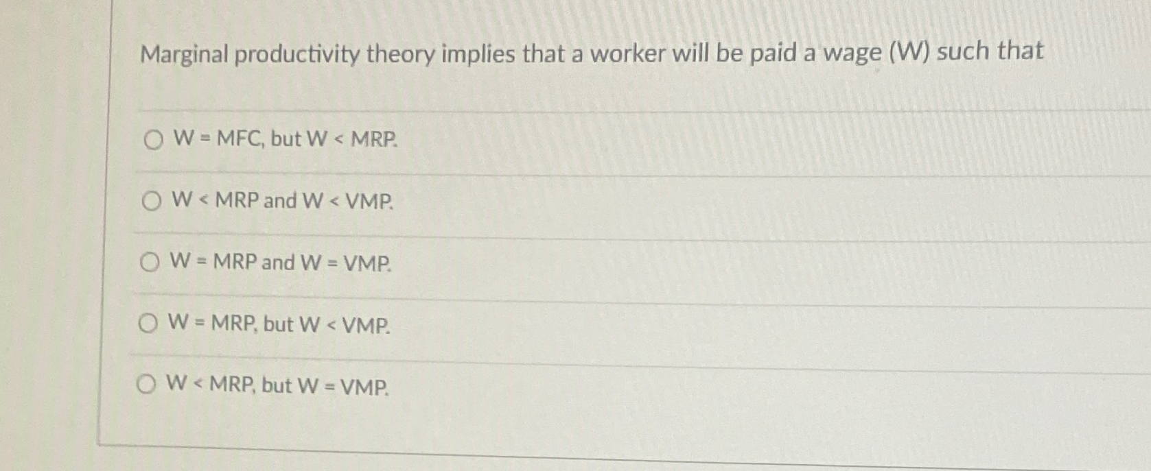 Solved Marginal productivity theory implies that a worker | Chegg.com