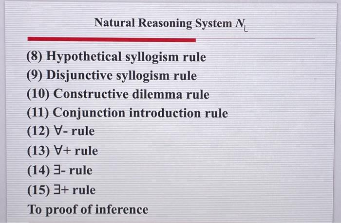 Solved 3. Construct the proof of the following inference in | Chegg.com