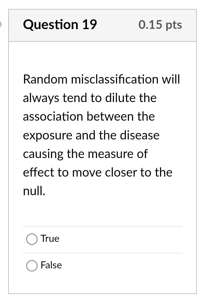 Solved Non-differential misclassification of either the | Chegg.com