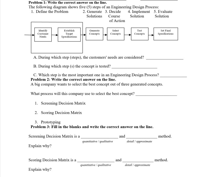 Solved Problem 1: Write the correct answer on the line. The | Chegg.com