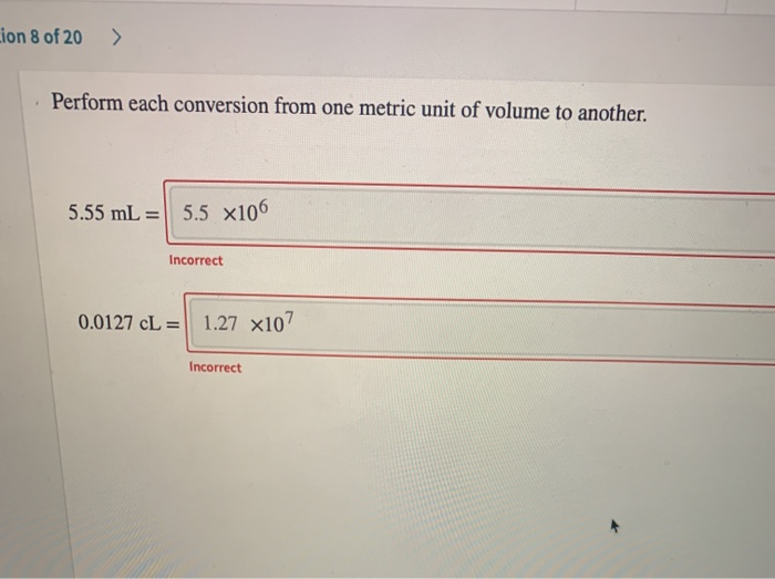 Solved Lion 8 of 20 > Perform each conversion from one | Chegg.com