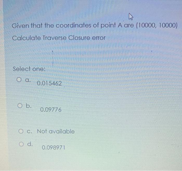 Solved For the following measurements closed loop traverse | Chegg.com