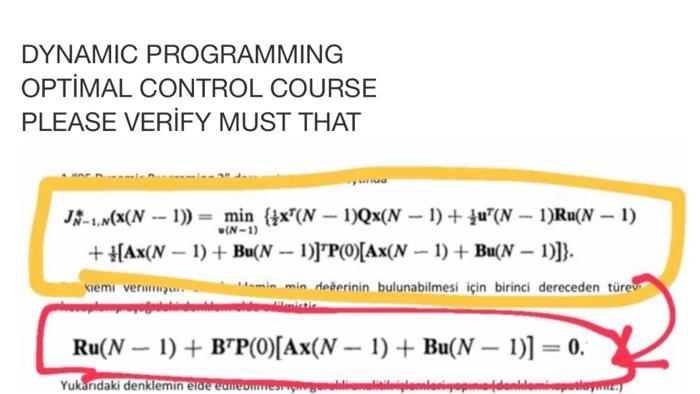 Dynamic Programming Optİmal Control Course Please