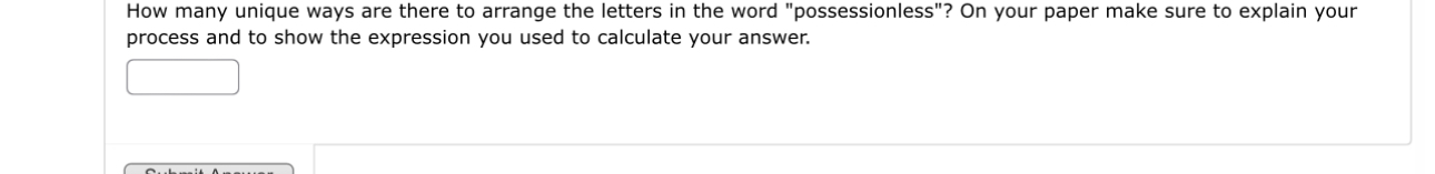 Solved How many unique ways are there to arrange the letters | Chegg.com