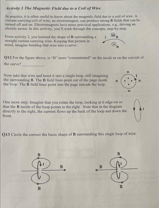 Solved Activity 3 The Magnetic Field due to a Coil of Wire | Chegg.com