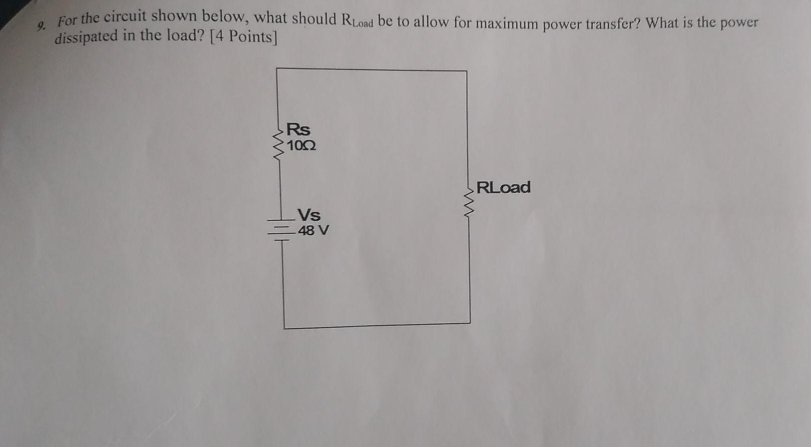 Solved 2. For the circuit shown below, what should Rload be | Chegg.com