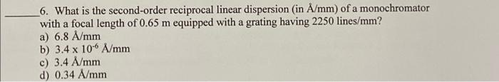 Solved 6. What is the second-order reciprocal linear | Chegg.com