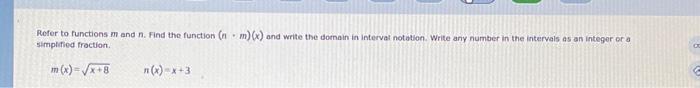 Solved Refer to functions m and n. Find the function | Chegg.com