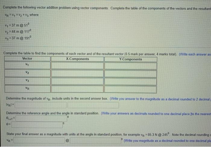 Solved Complete the following vector addition problem using | Chegg.com