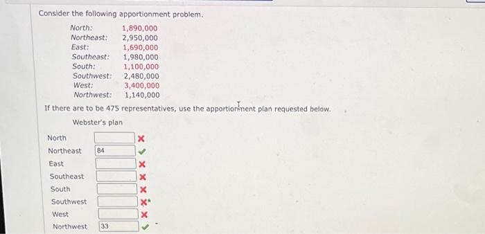 Solved Consider the following apportionment problem. If | Chegg.com