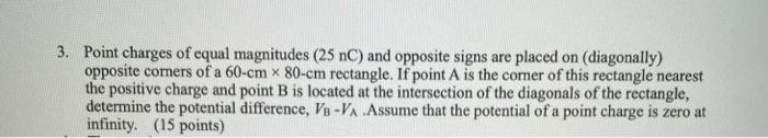 Solved Point charges of equal magnitudes ( 25nC ) and | Chegg.com