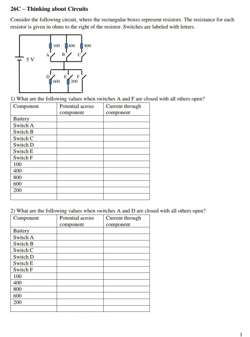 Solved 26C - Thinking about Circuits Consider the following | Chegg.com