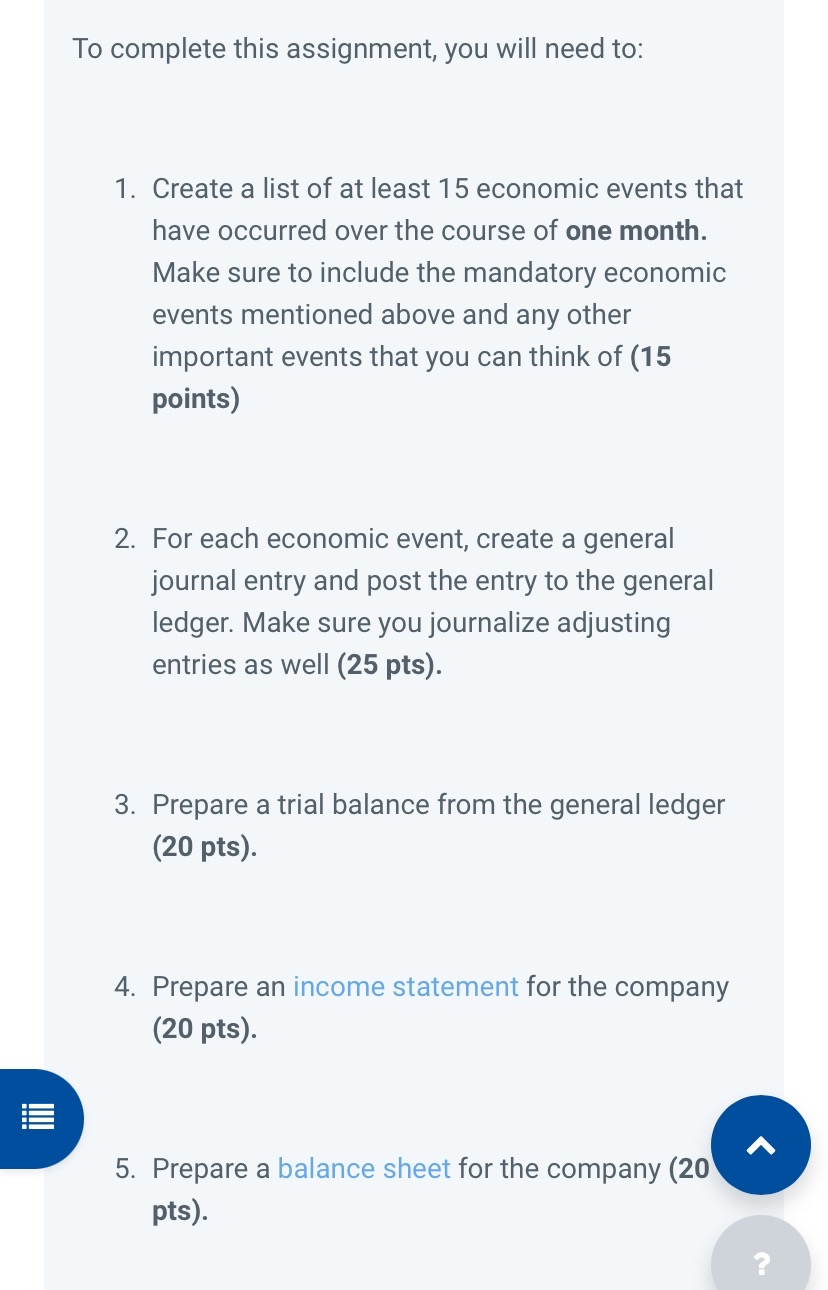 Solved To complete this assignment, you will need to:Create | Chegg.com