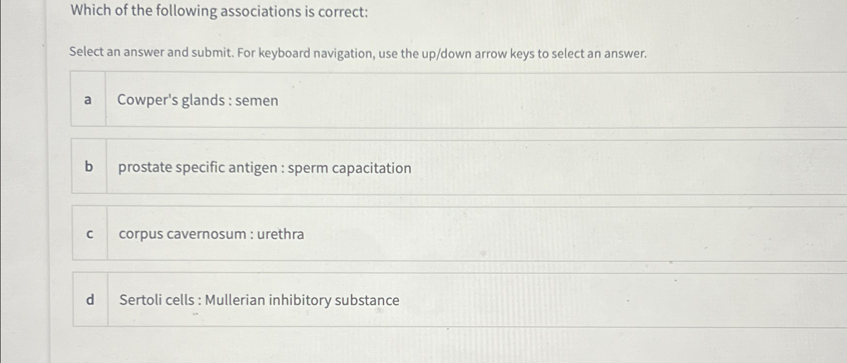 Solved Which of the following associations is correct:Select | Chegg.com