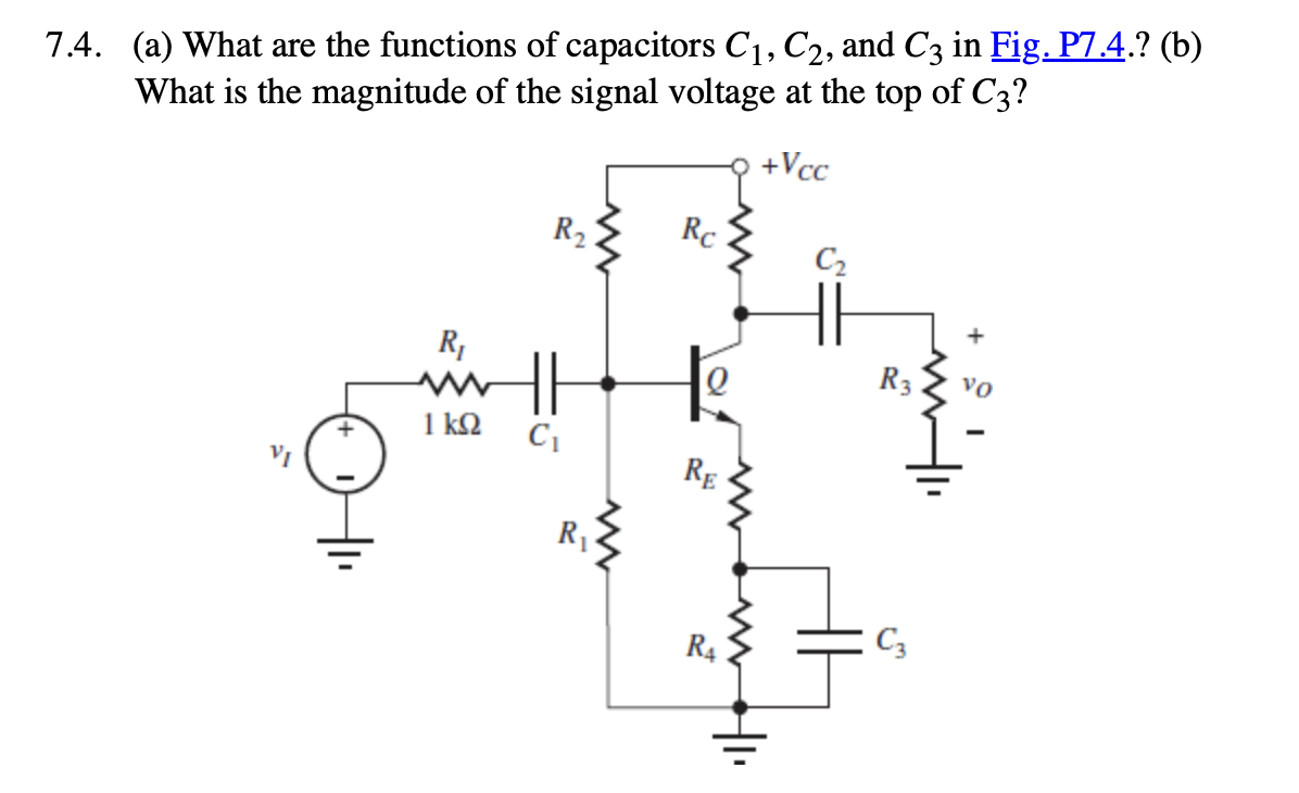 Solved 7.4. (a) ﻿What are the functions of capacitors C1,C2, | Chegg.com