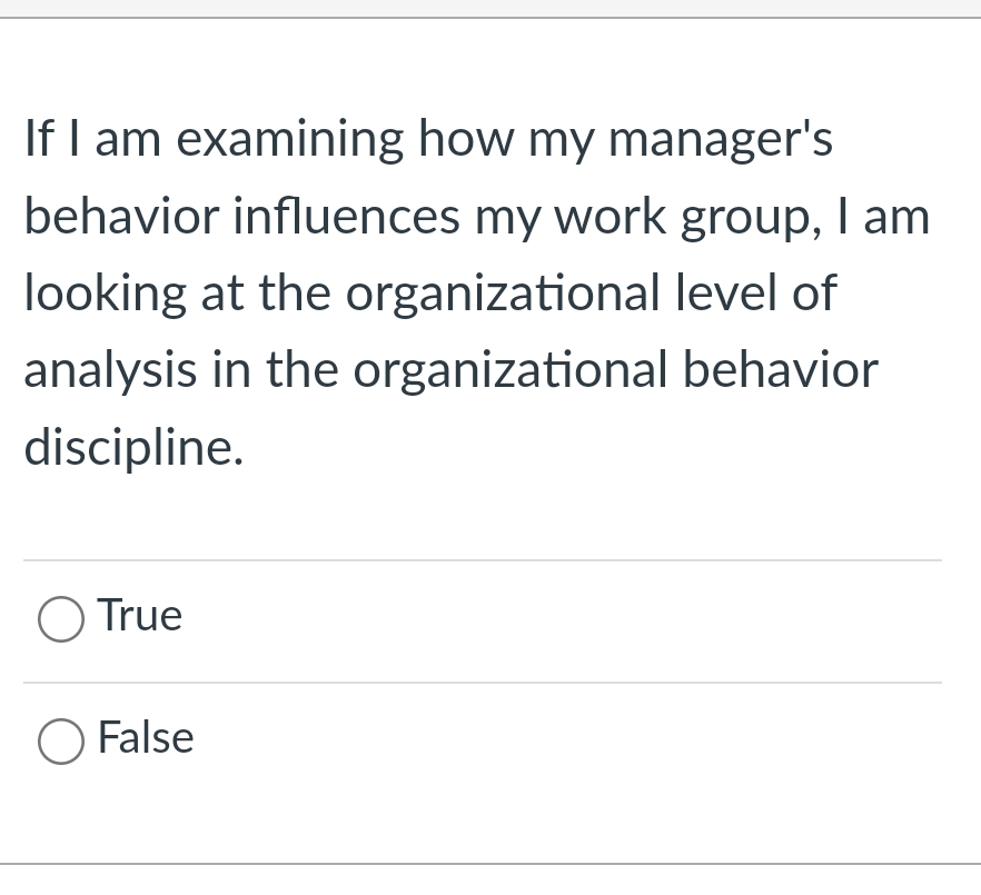 Solved If I am examining how my manager's behavior | Chegg.com