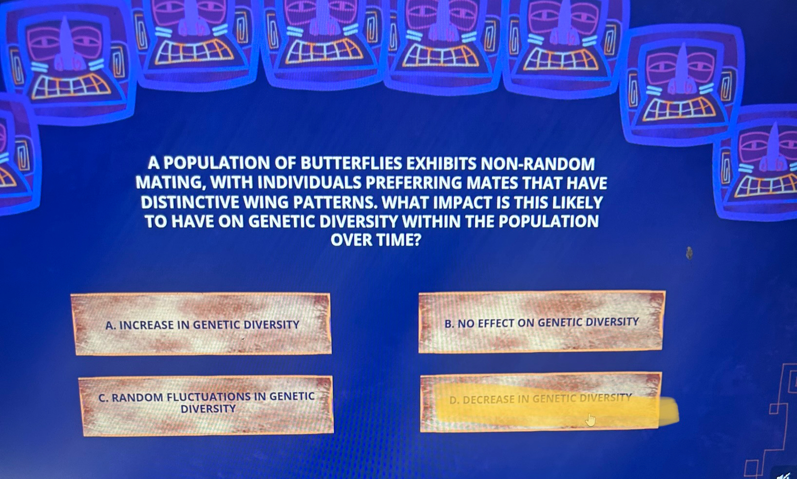 Solved A POPULATION OF BUTTERFLIES EXHIBITS NON-RANDOM | Chegg.com