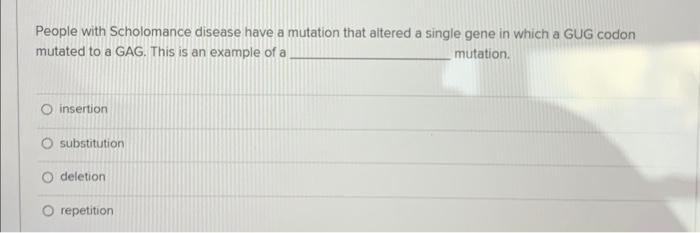 Solved People with Scholomance disease have a mutation that | Chegg.com