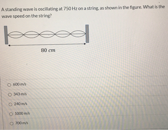 Solved A standing wave is oscillating at 750 Hz on a string, | Chegg.com