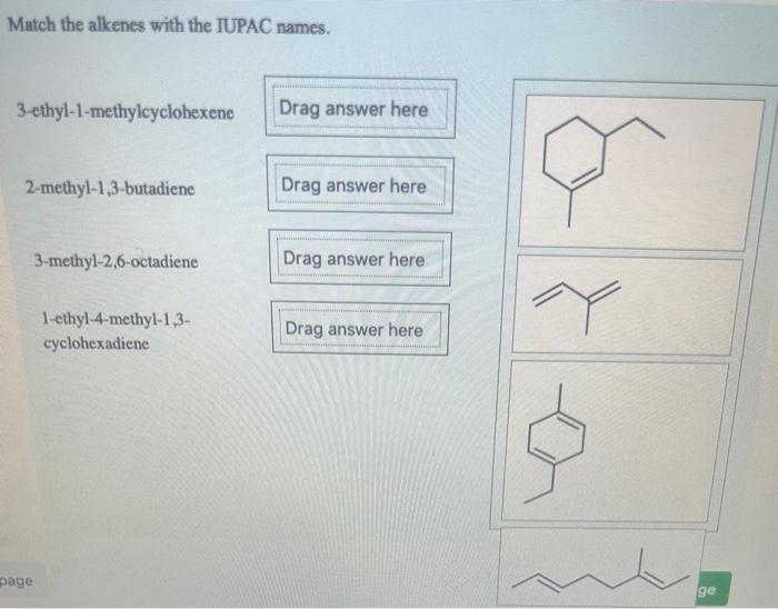 Solved Match the alkenes with the IUPAC names. | Chegg.com