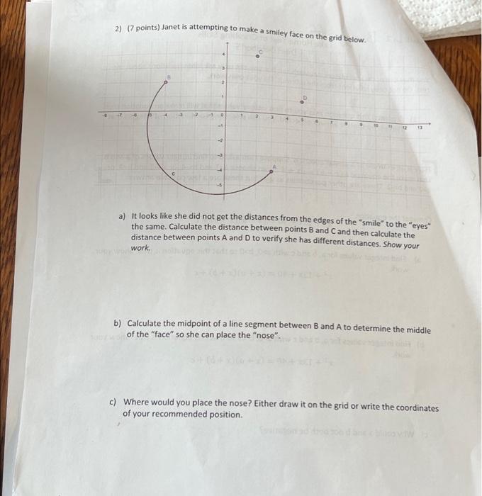 Solved 2) (7 points) Janet is attempting to make a smiley | Chegg.com