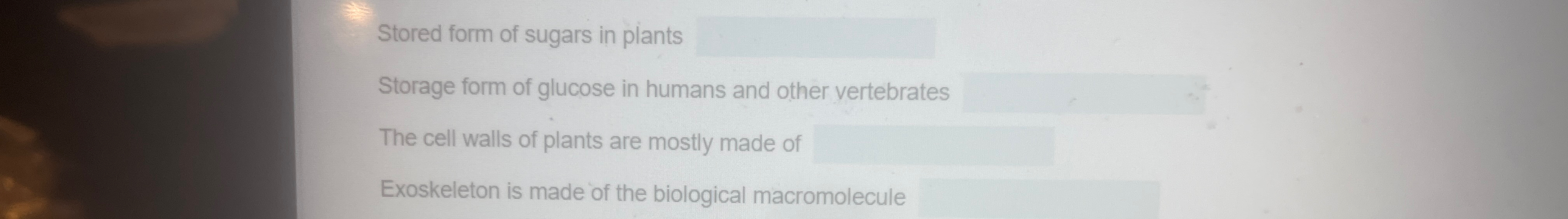 Solved Stored form of sugars in plantsStorage form of | Chegg.com