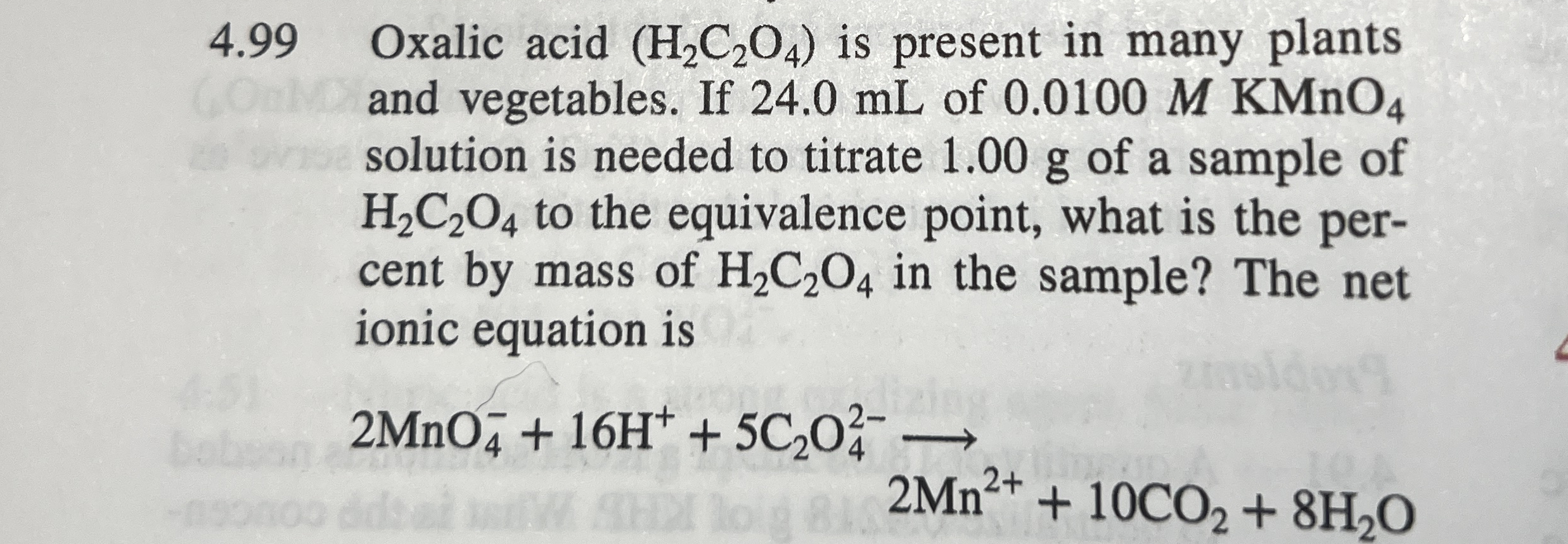 Solved 4.99 ﻿Oxalic acid (H2C2O4) ﻿is present in many plants | Chegg.com